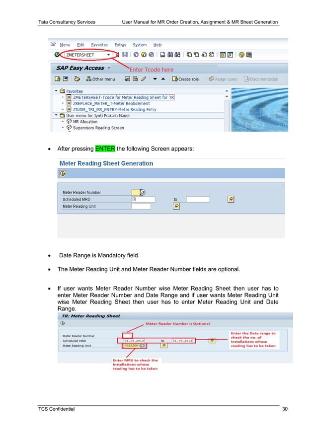Sap tr um_dm_meter reading order creation, assignment and meter reading sheet generation_v1.0 ...