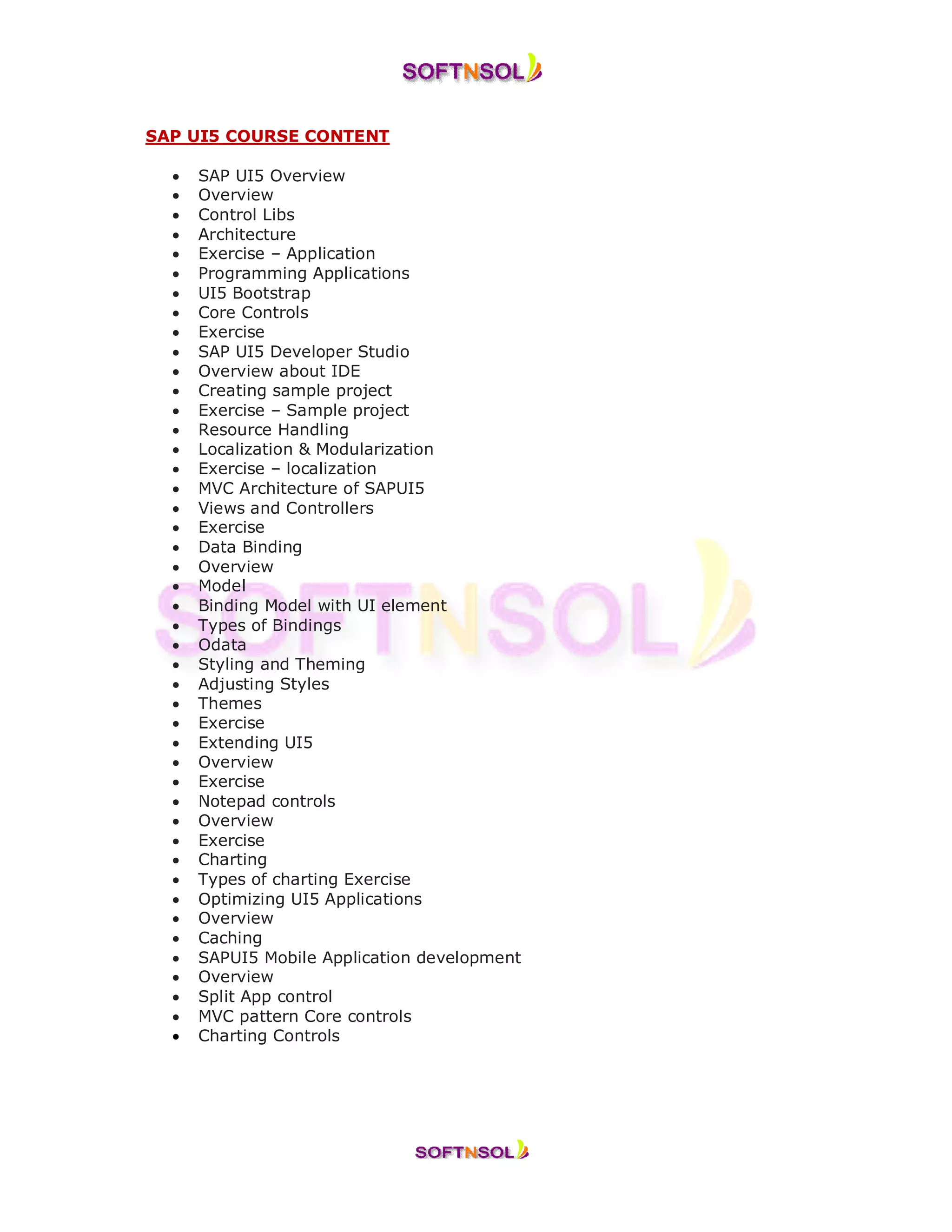 SAP TRAINING CLASSES FOR UI5 | PDF