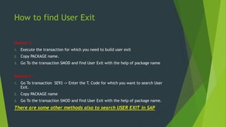 Sap User Exit for Functional Consultant | PPTX