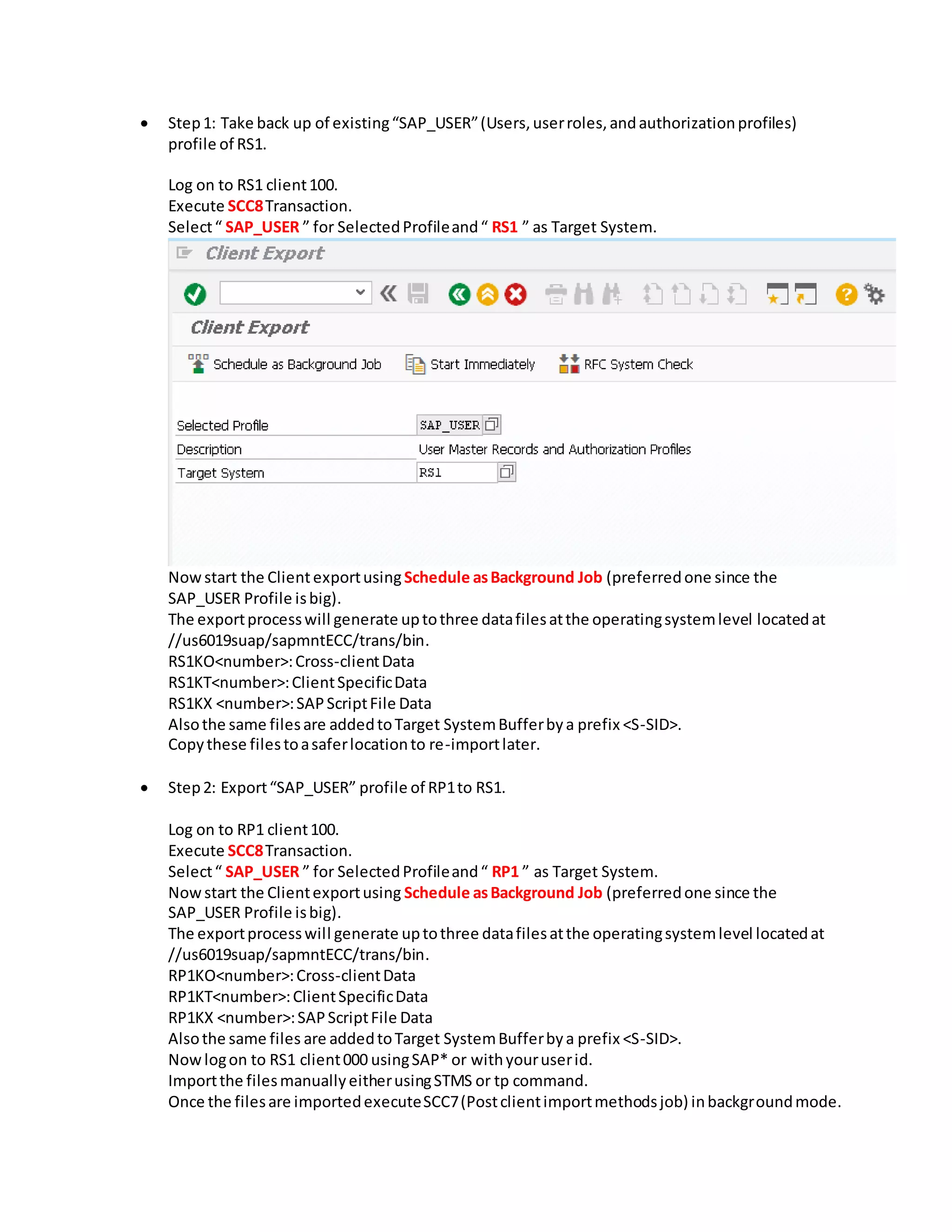 Export and Import SAP User Profiles Between Systems | PDF