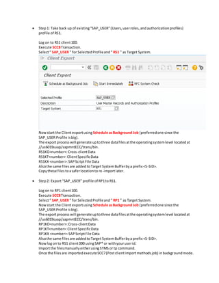 Sap user profile export & import | DOCX