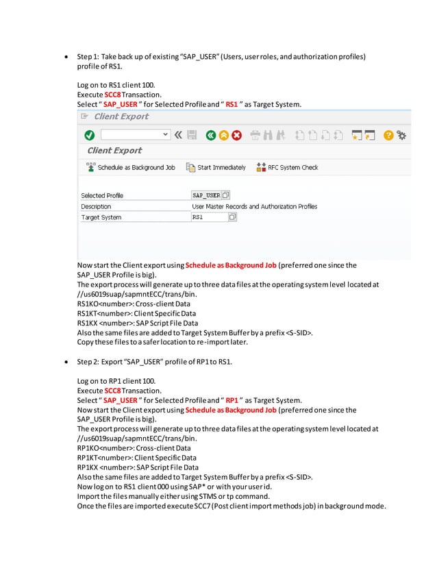Sap user profile export & import | PDF