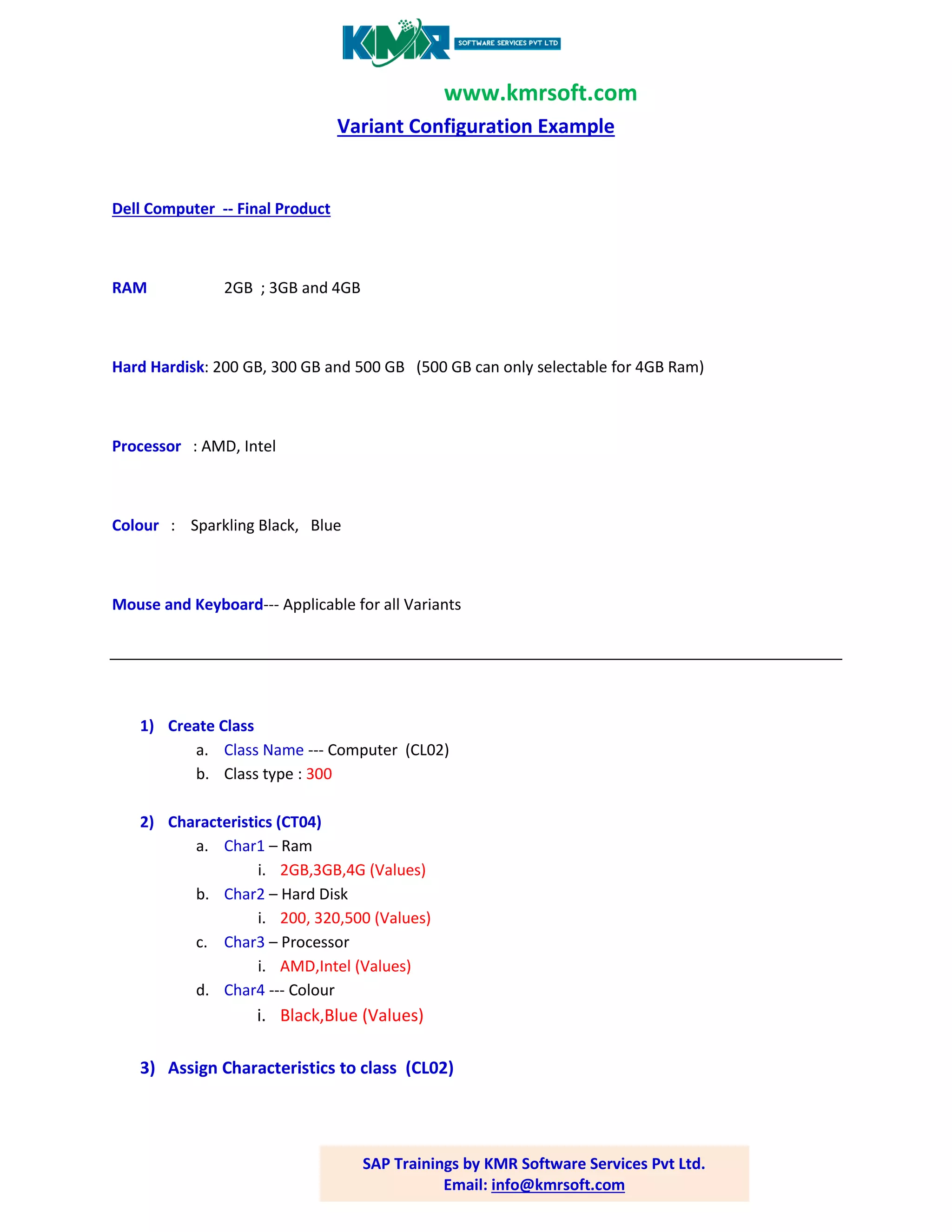SAP Variant Configuration example by KMR software | PDF