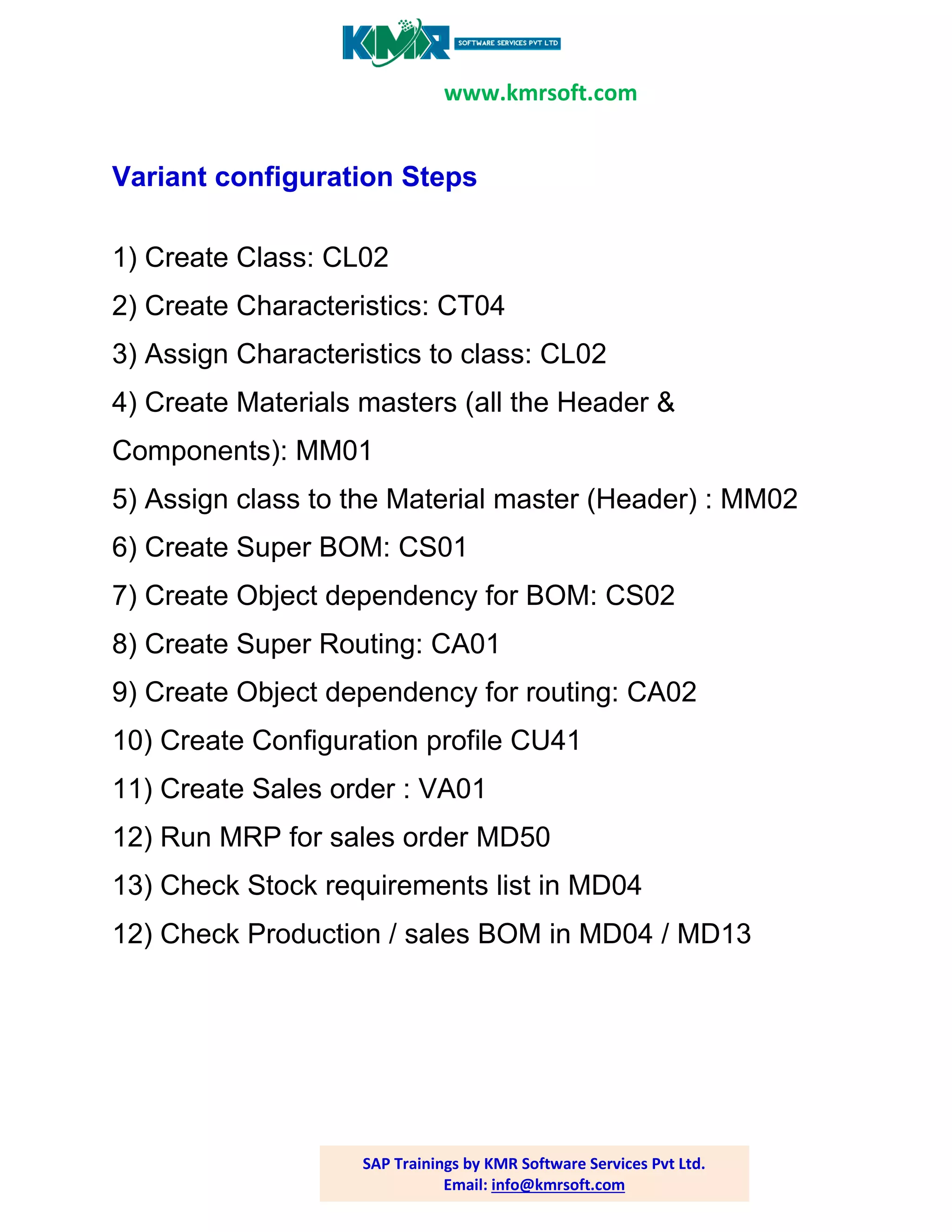SAP Variant Configuration example by KMR software | PDF