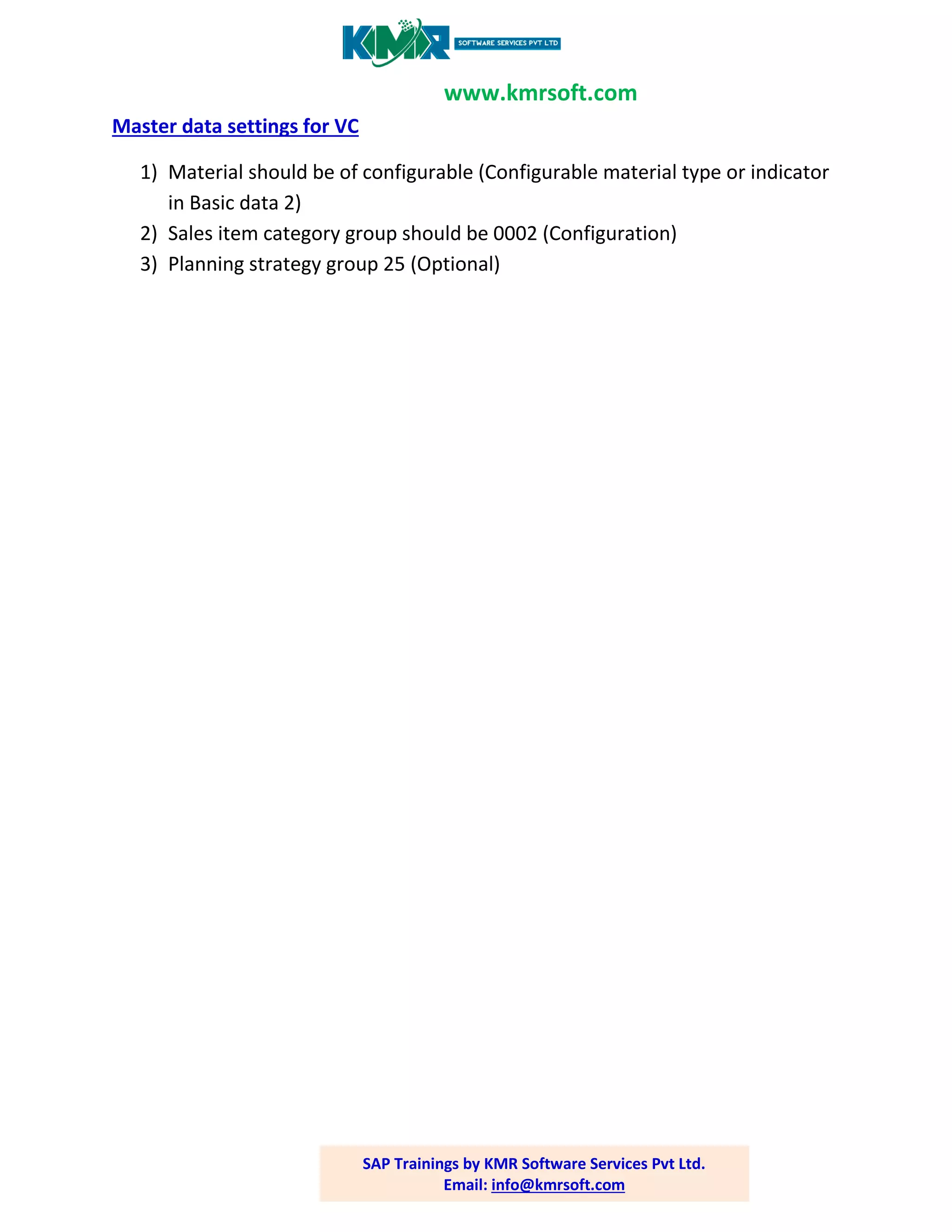 SAP Variant Configuration example by KMR software | PDF