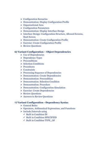 SAP VC Online Training | SAP Variant Configuration Training Content | PDF