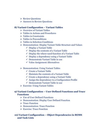 SAP VC Online Training | SAP Variant Configuration Training Content | PDF | Technology & Computing