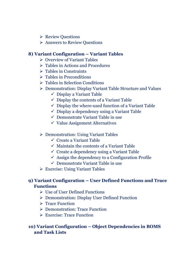 SAP VC Online Training | SAP Variant Configuration Training Content | PDF | Technology & Computing