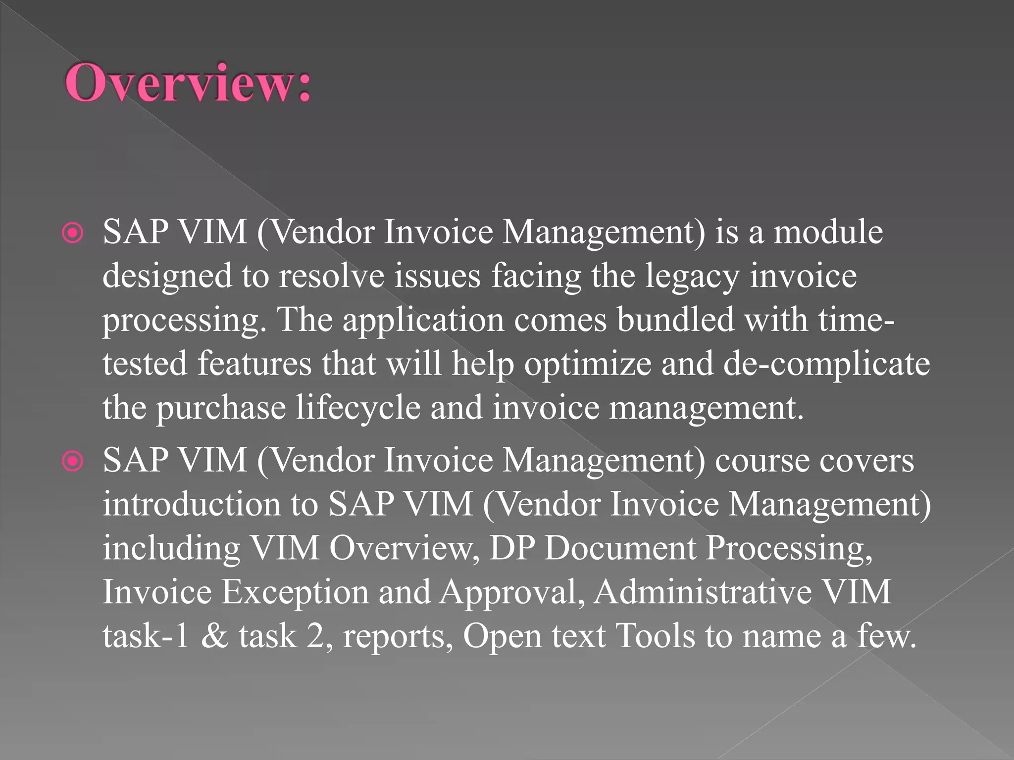 Sap vendor invoice management | PPTX