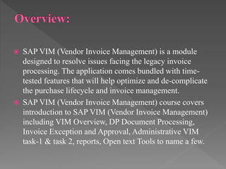 Sap vendor invoice management | PPTX