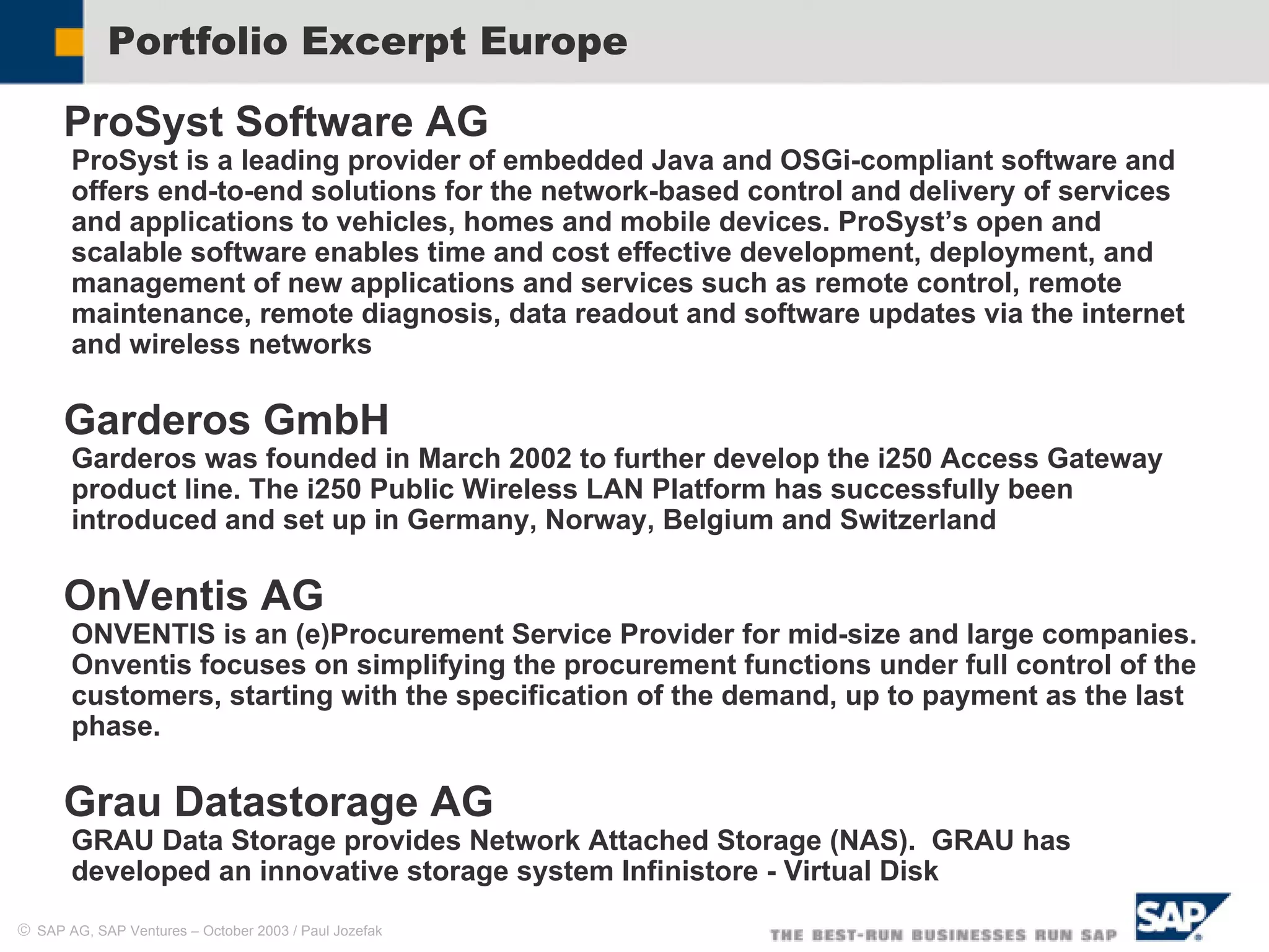 SAP Ventures Overview - Paul Jozefak, SAP Ventures | PDF