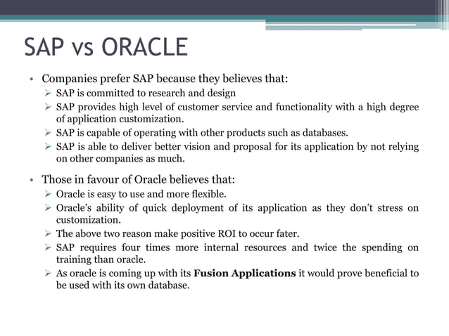 Sap vs oracle | PPTX
