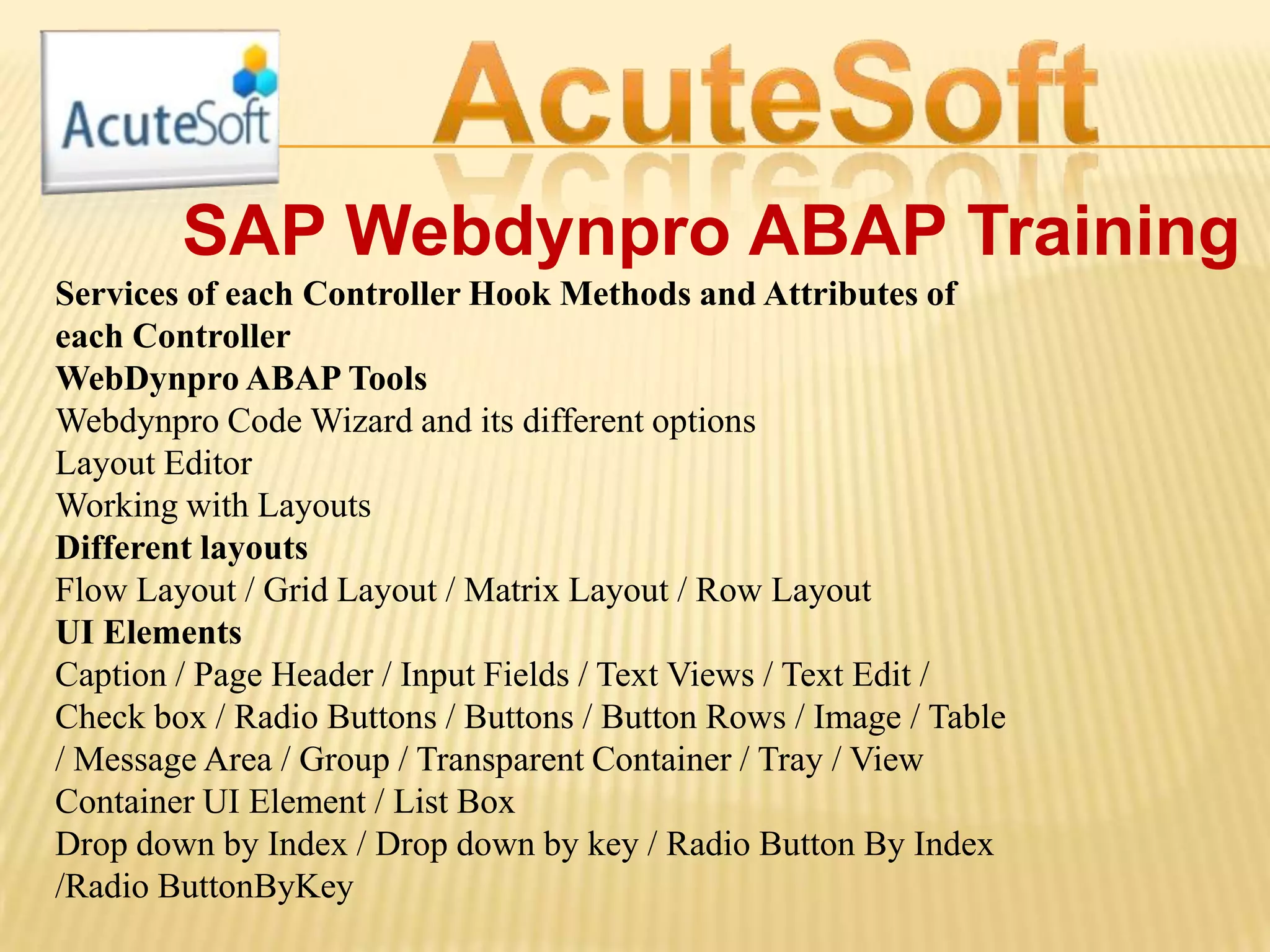 SAP WEBDYNPRO ABAP TRAINING | PPT
