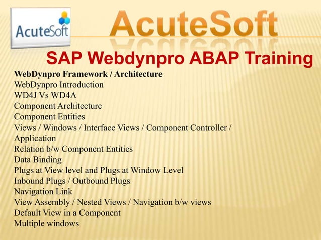 Sap Webdynpro Abap Training Ppt