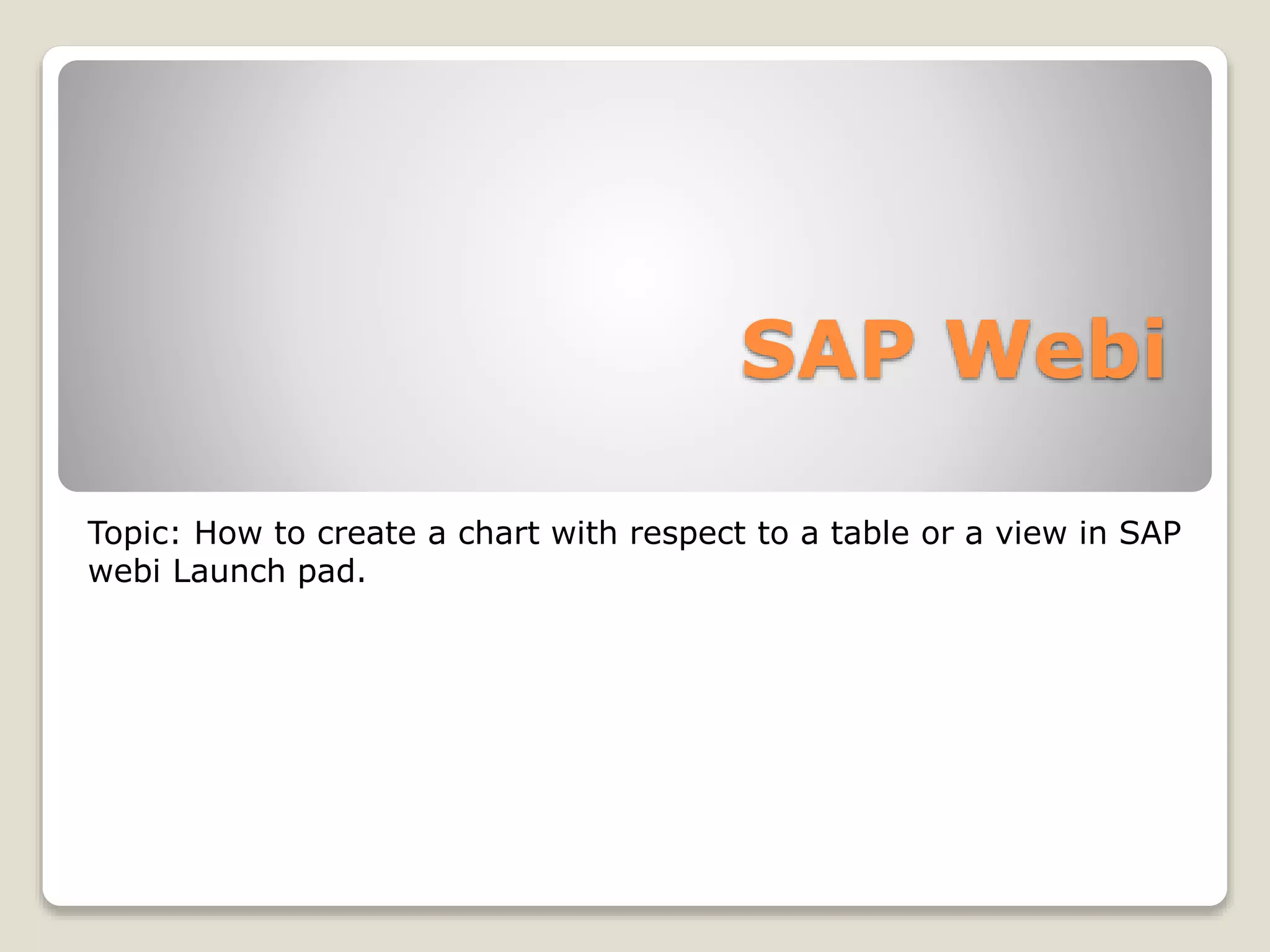 SAP BO Web Intelligence (BI Launch Pad)-Table to Chart Convertion | PPTX