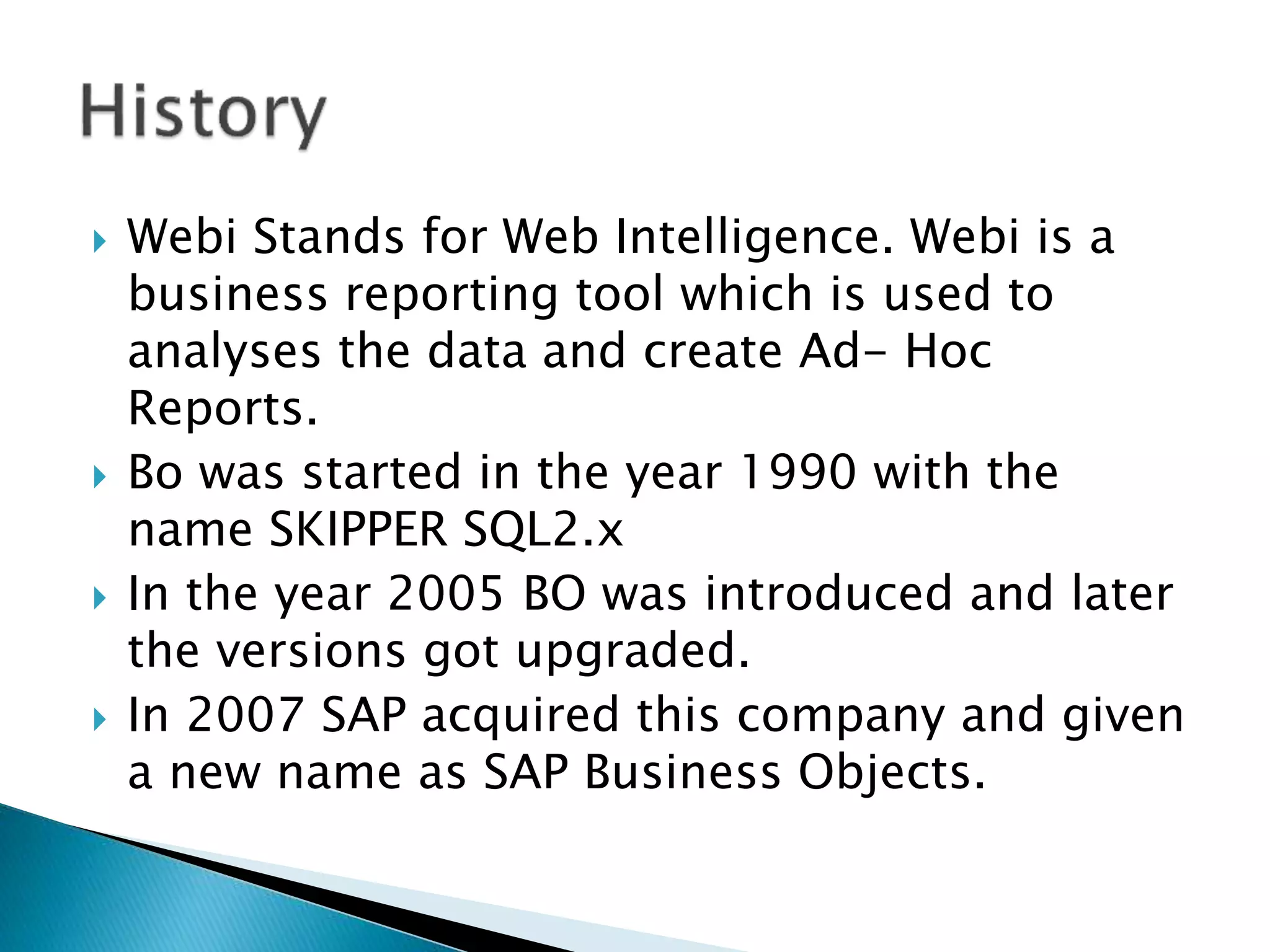 SAP BO Web Intelligence Basics | PPTX