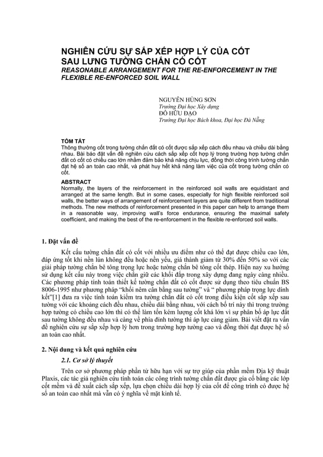 Sap xep hop ly cua cot sau lung tuong chan dat co cot mem | PDF