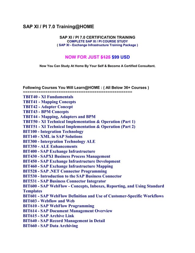 Sap xi pi 7.0 certification training | PDF