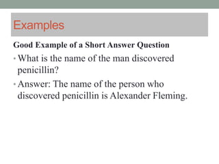 Short answer questions | PPTX