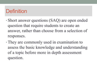 Saq | PPTX | Educational Assessment | Education