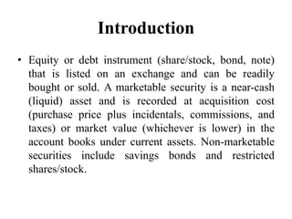 Accounting for Marketable Securities | PPTX