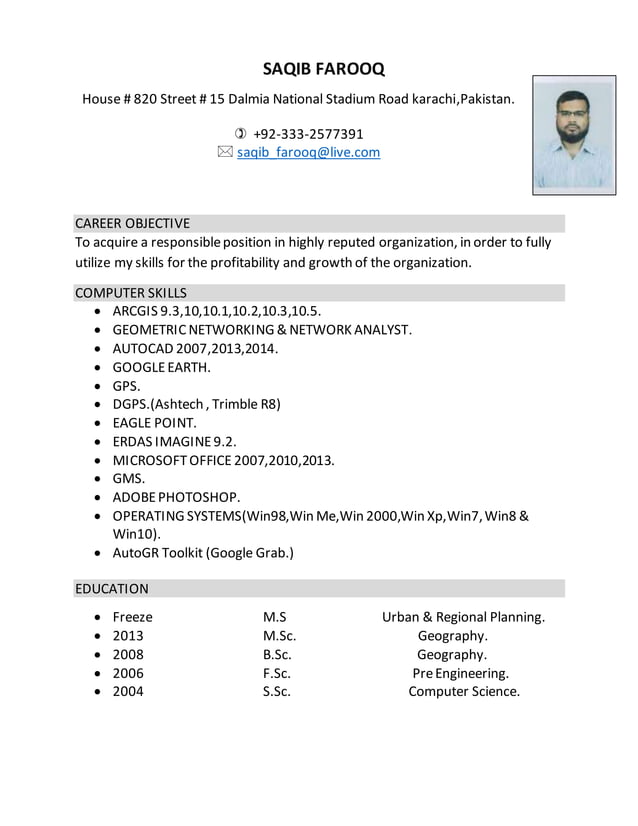 Saqib farooq cv july 2017 | DOCX | Geography | Science