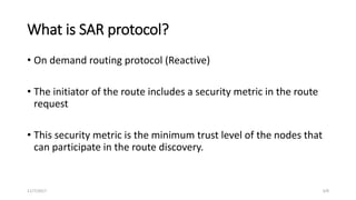 Secure Aware Routing Protocol | PPTX