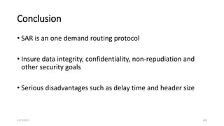 Secure Aware Routing Protocol | PPTX