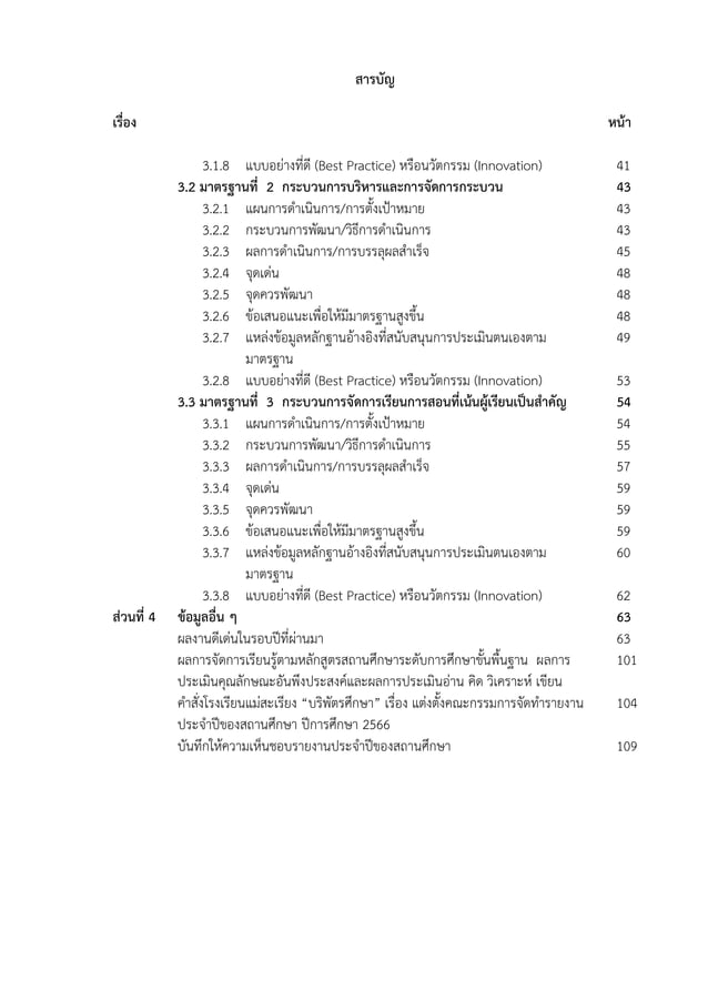 รายงานการประเมินตนเองของสถานศึกษา SAR2566 | PDF