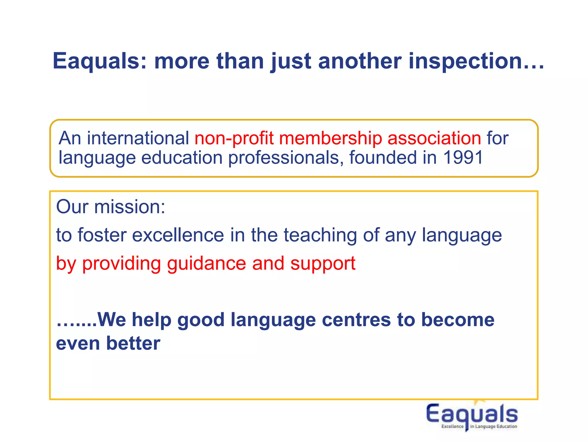 Sarah Aitken: Introduction to Eaquals | PPTX