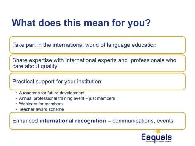 Sarah Aitken: Introduction to Eaquals | PPT