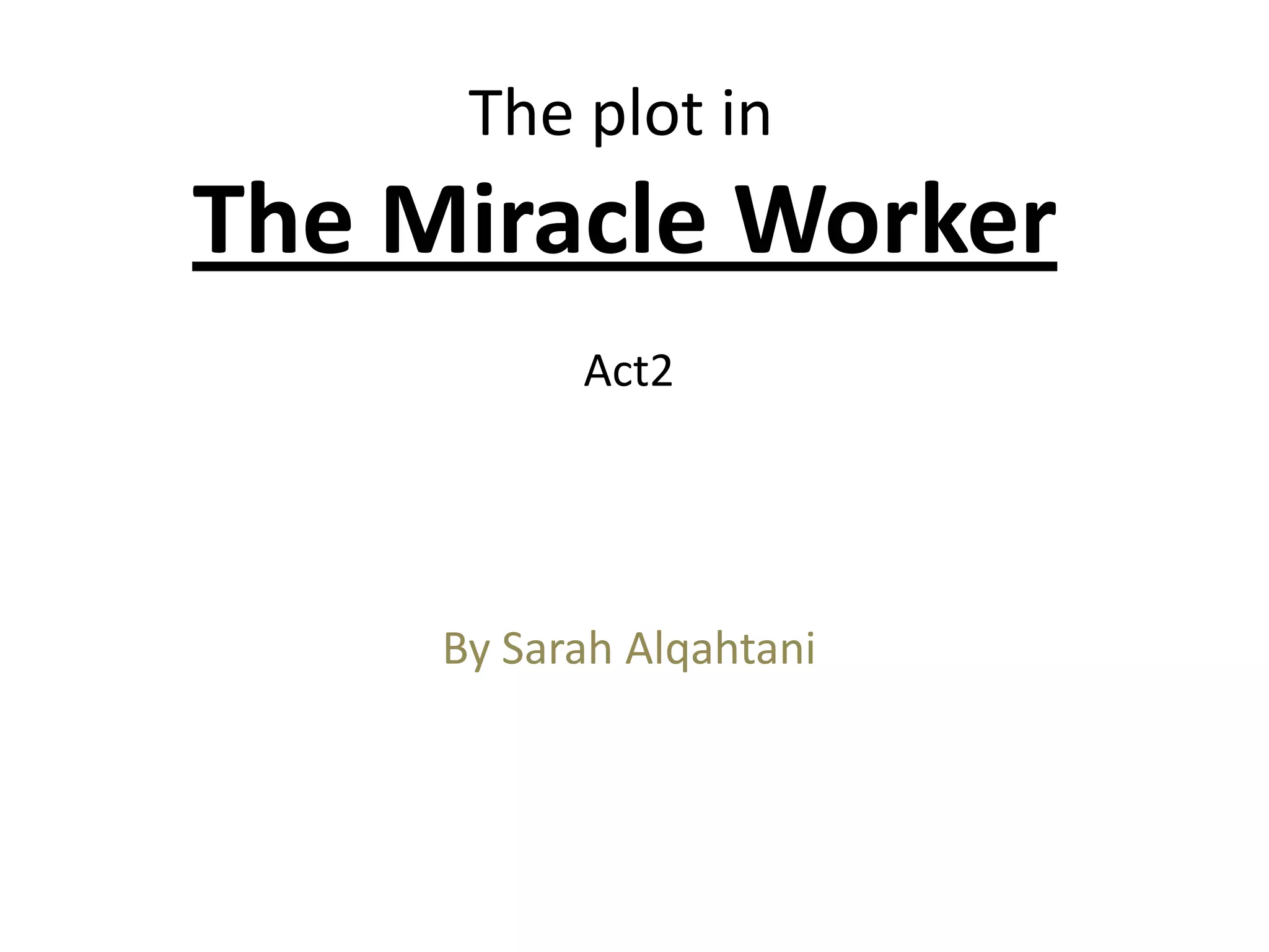 THE MIRACLE WORKER ( the plot ) | PPTX