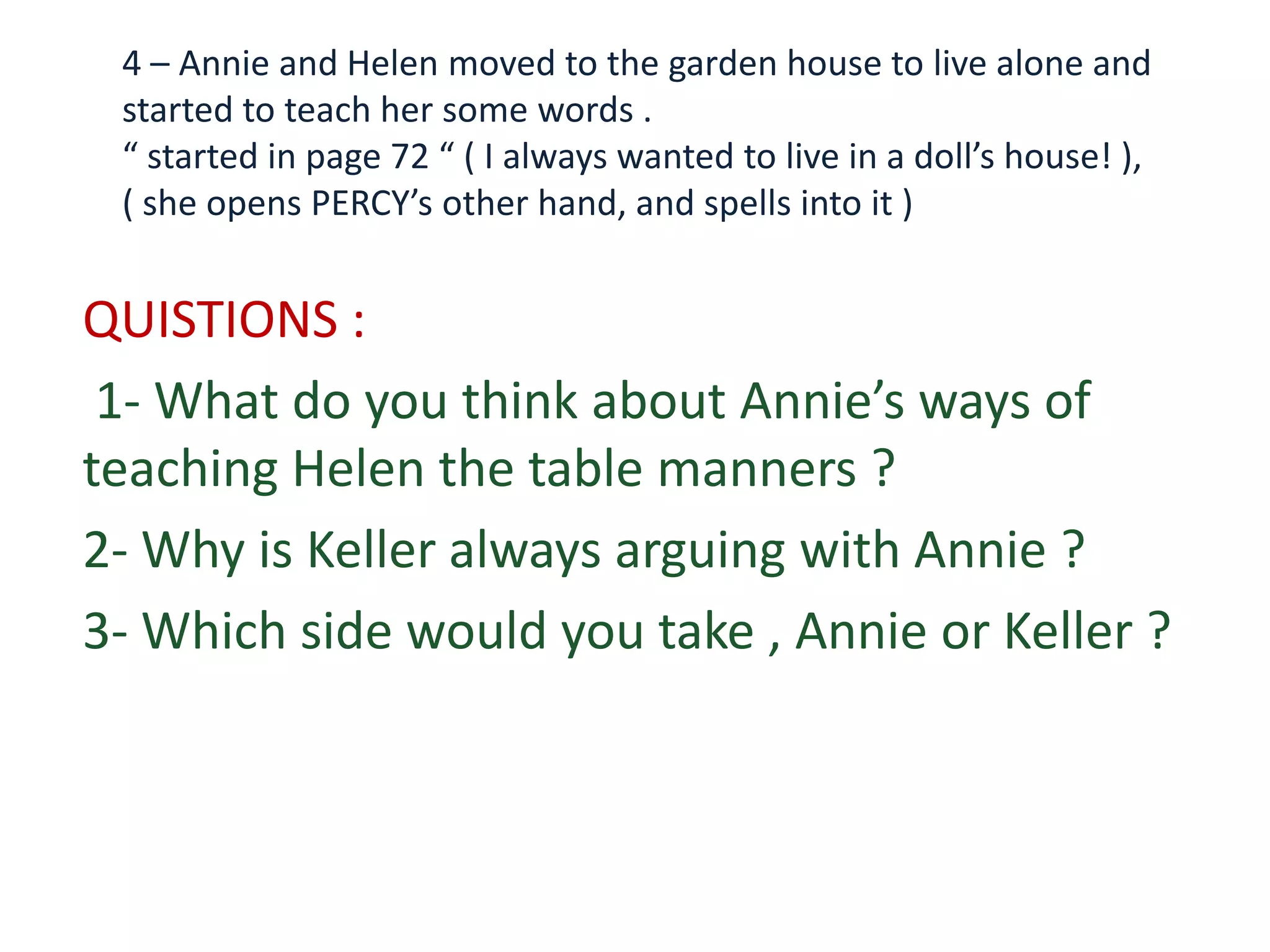 THE MIRACLE WORKER ( the plot ) | PPTX