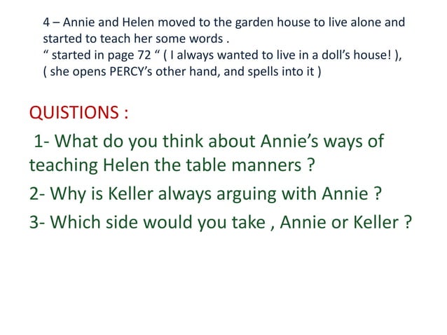 THE MIRACLE WORKER ( the plot ) | PPTX