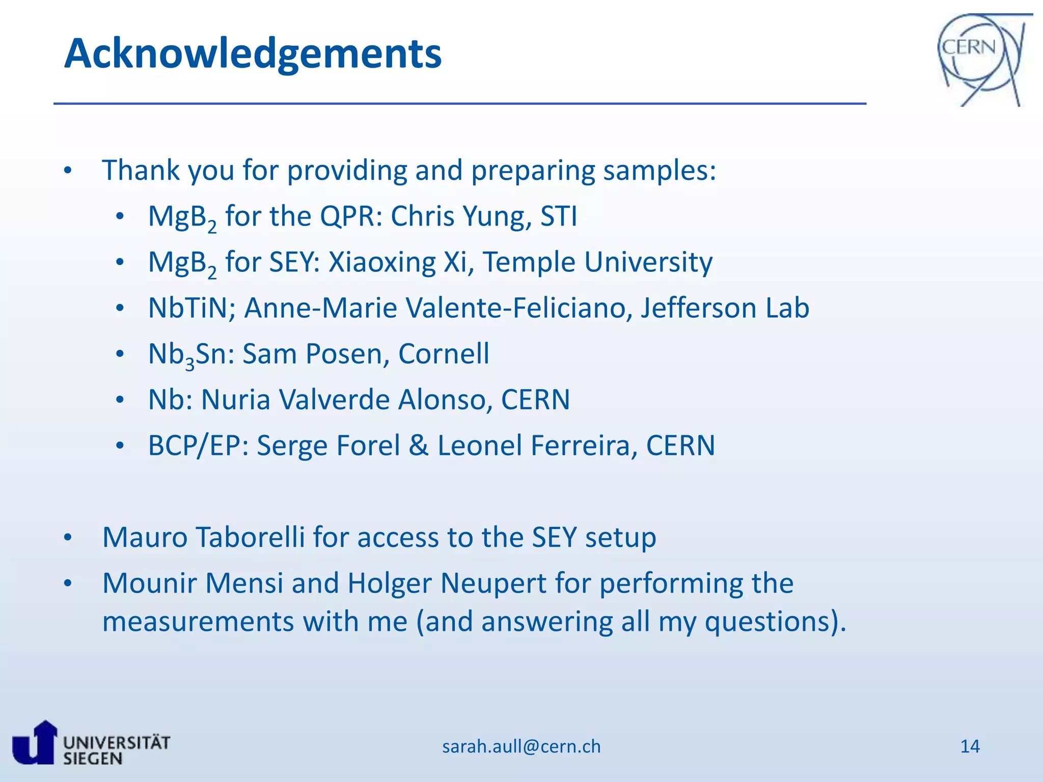 Sarah aull secondary electron yield of srf materials | PPTX
