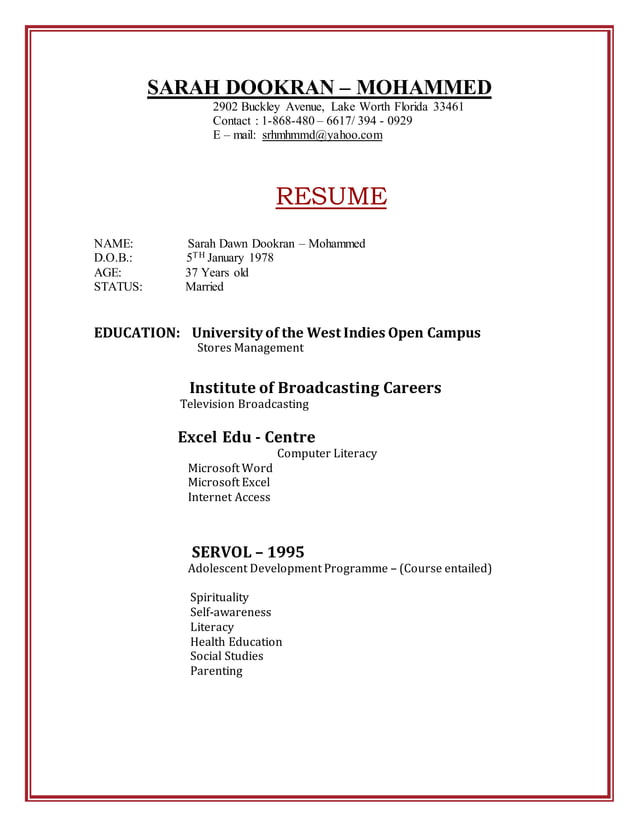 Sarah dookran resume revised | DOCX