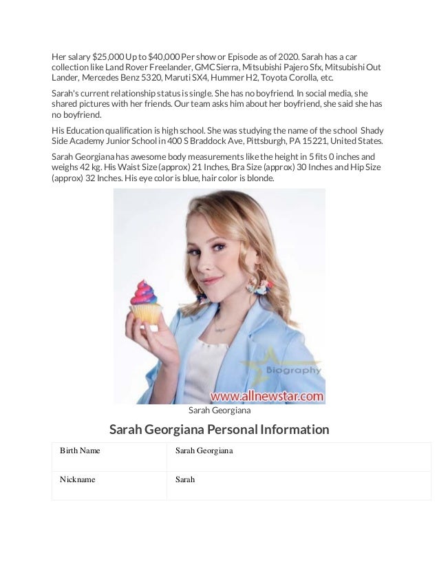 Sarah georgiana age, height, net worth, siblings, dad, wiki, bio