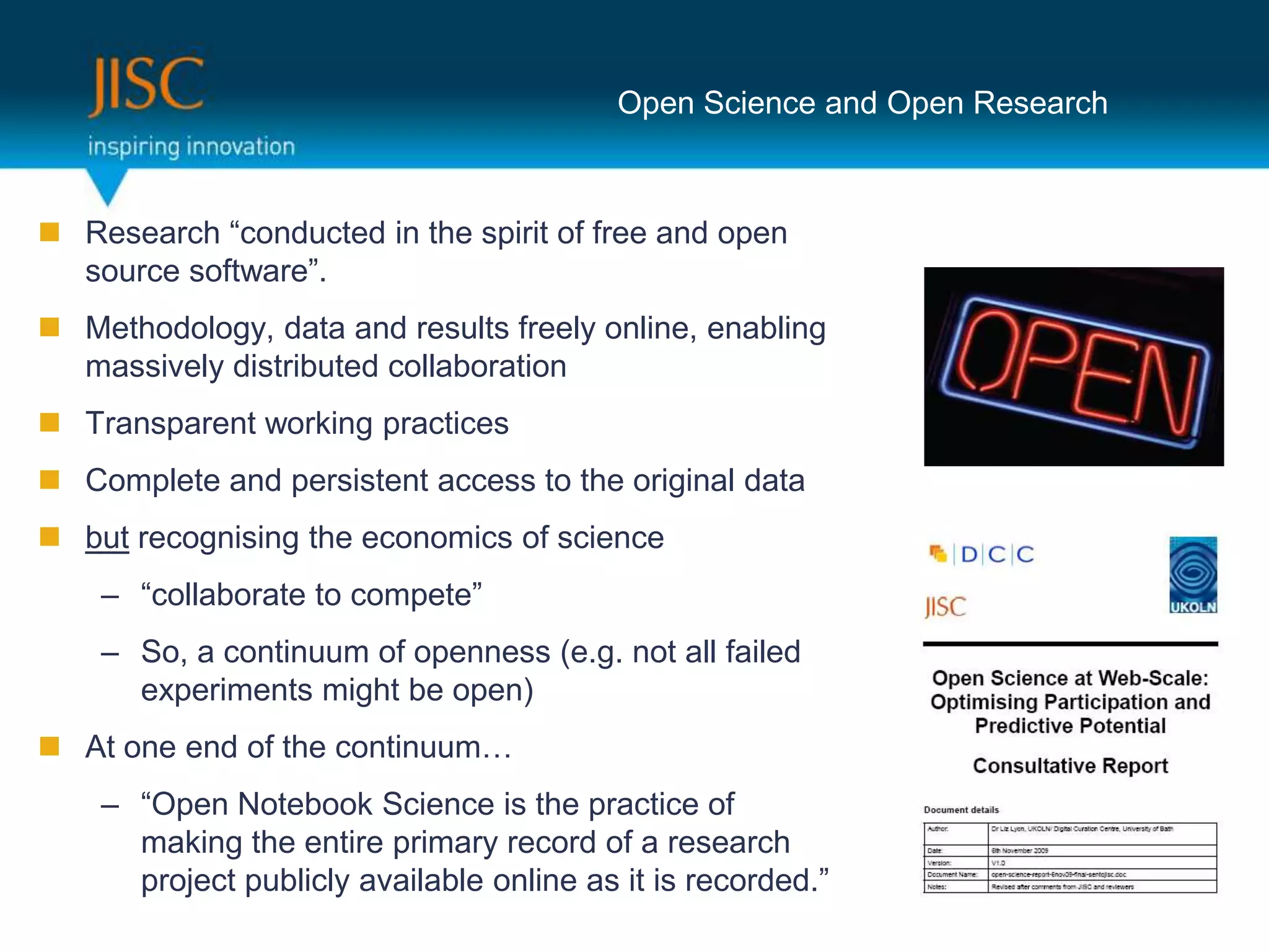 JISC: Supporting The Future of Research | PPTX