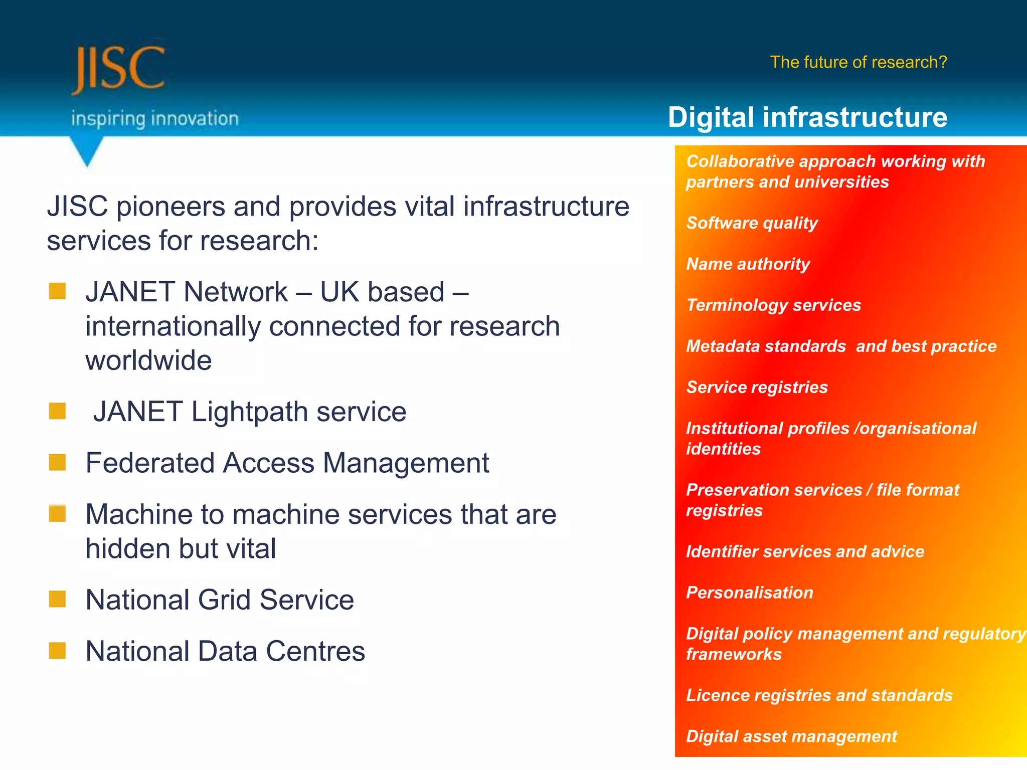 JISC: Supporting The Future of Research | PPT