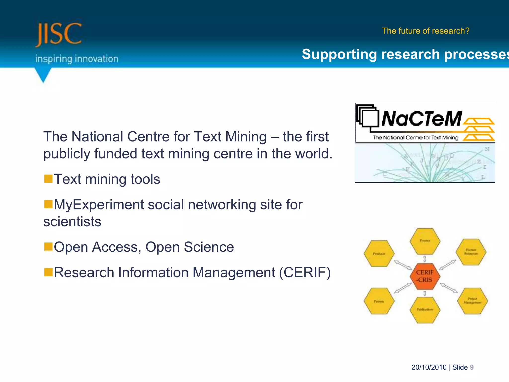 JISC: Supporting The Future of Research | PPTX