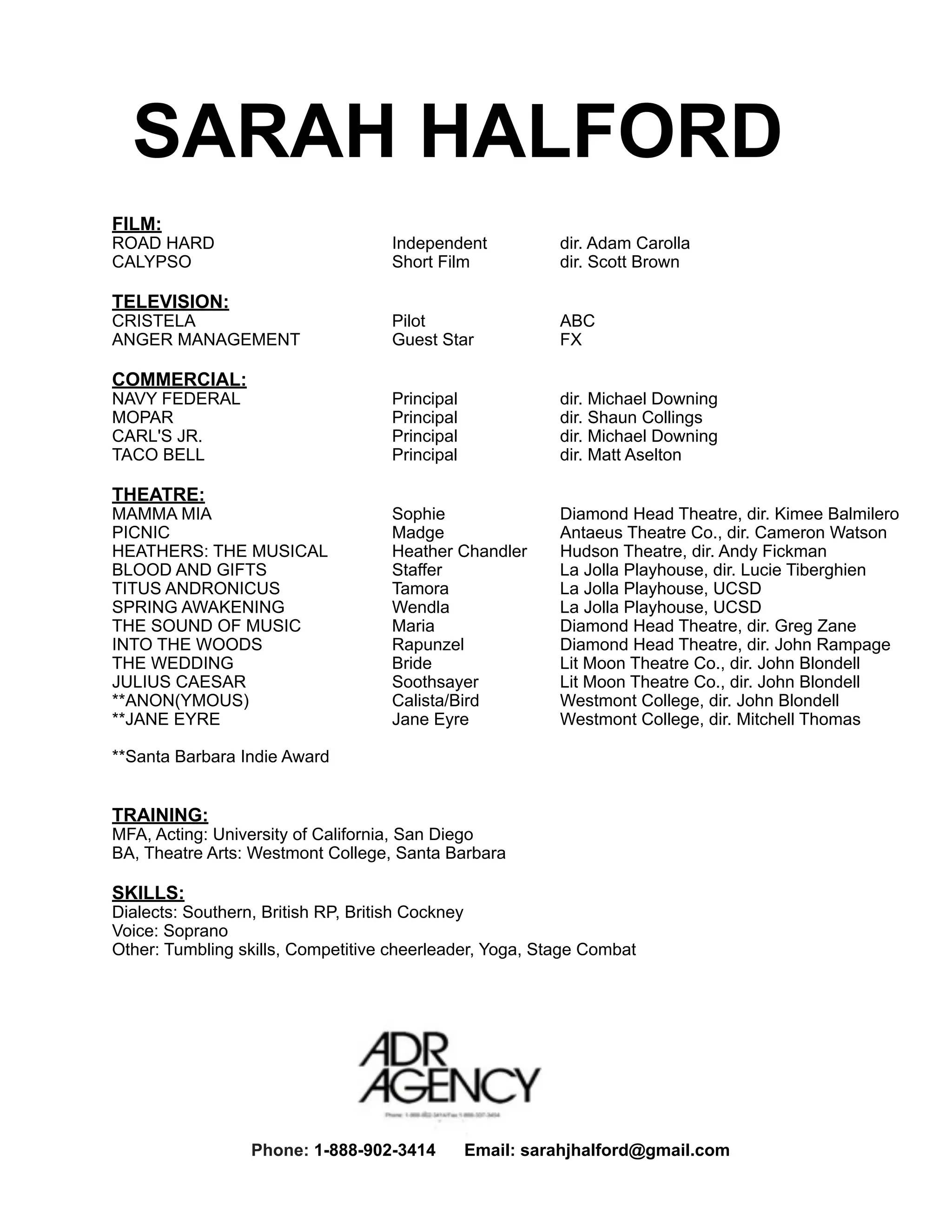 Acting Resume | PDF