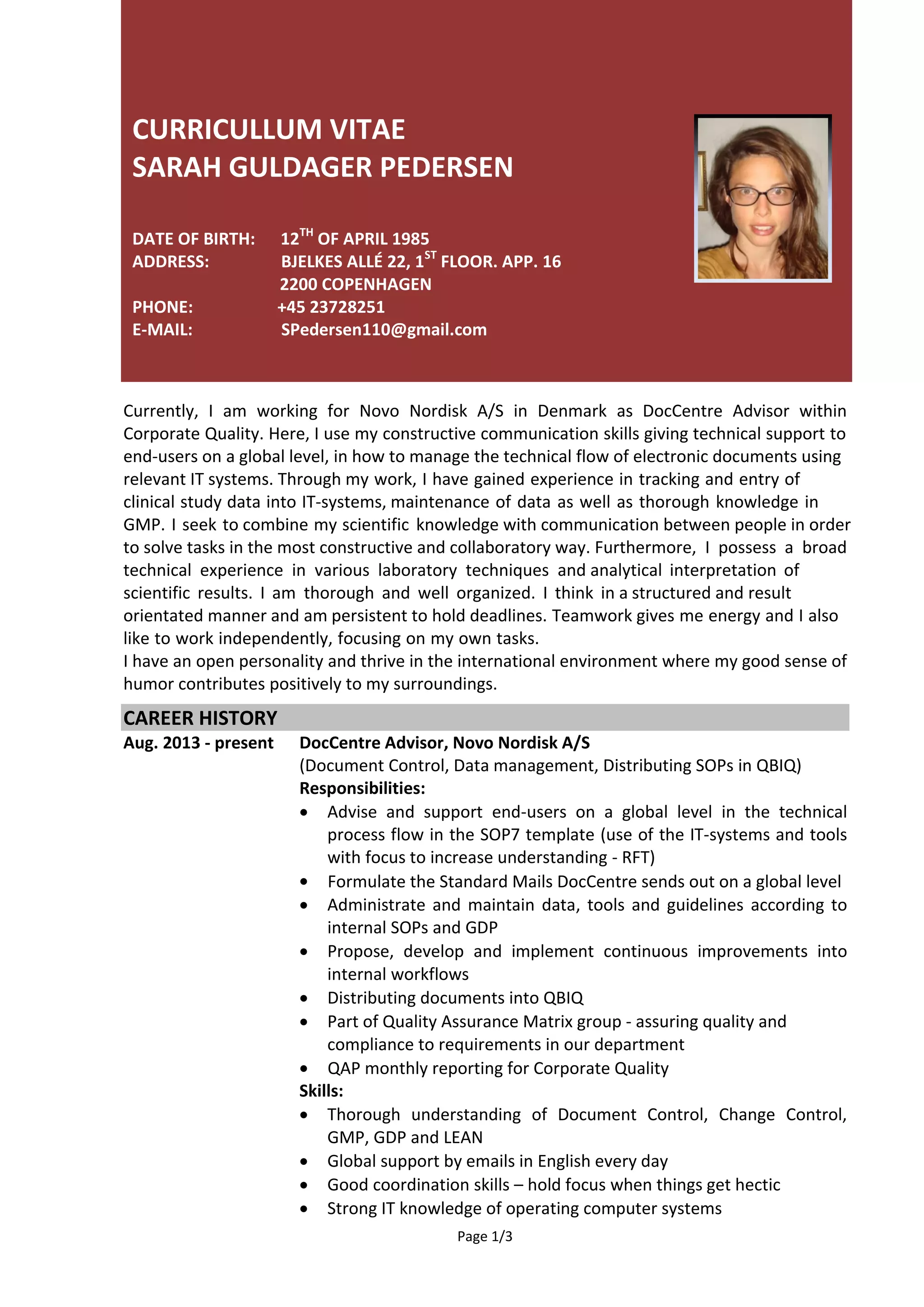 Sarah's Resume 2016 | PDF