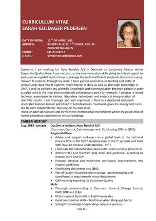 Sarah's Resume 2016 | PDF