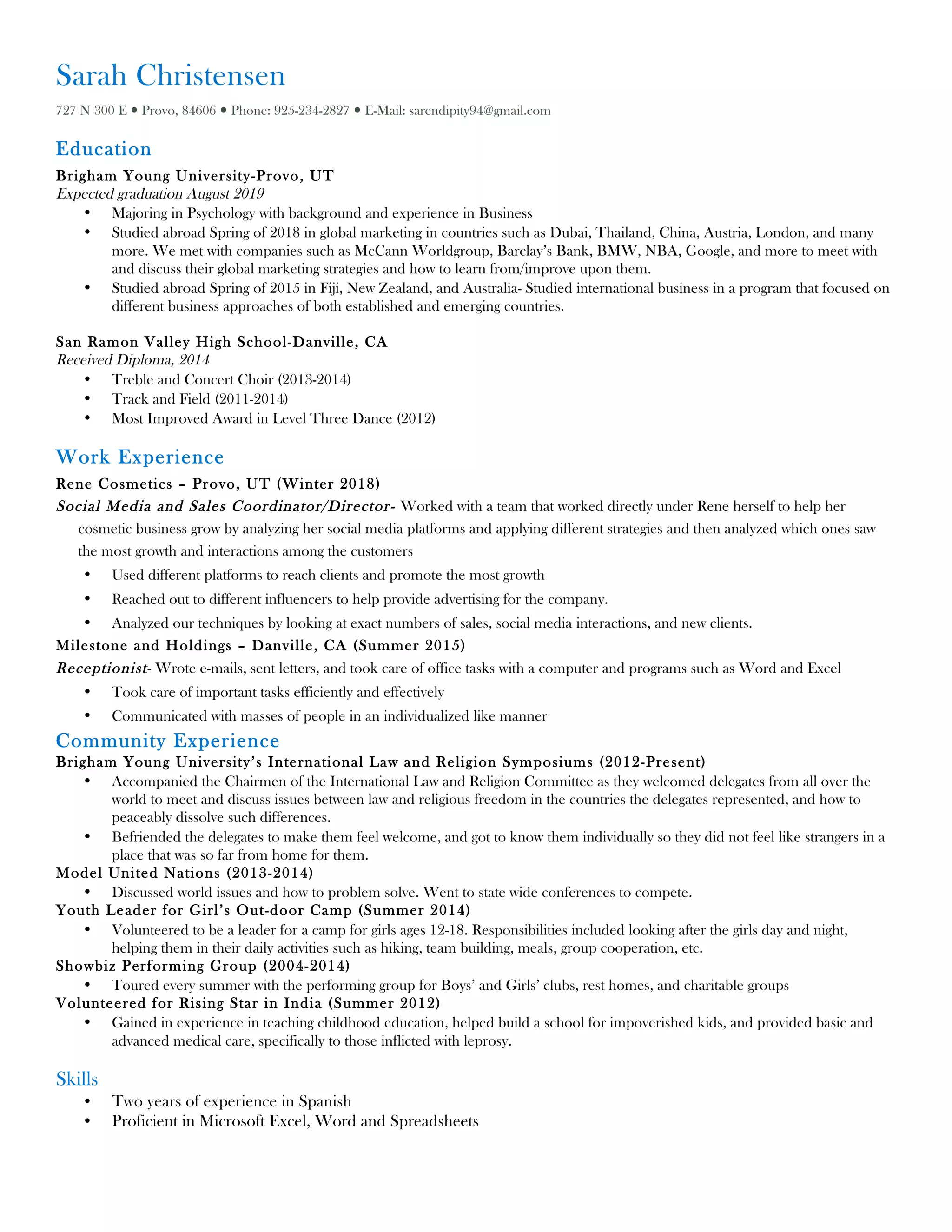 Sarah's resume updated | PDF