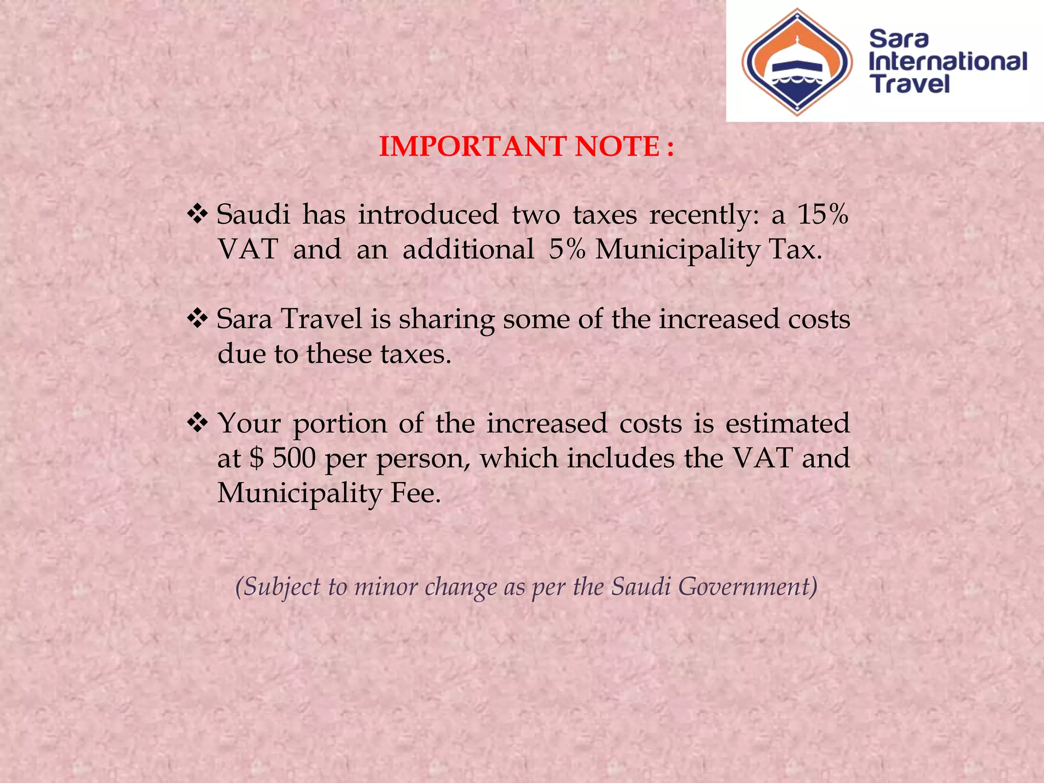 Sara international travel ruby package makkah first | PPT