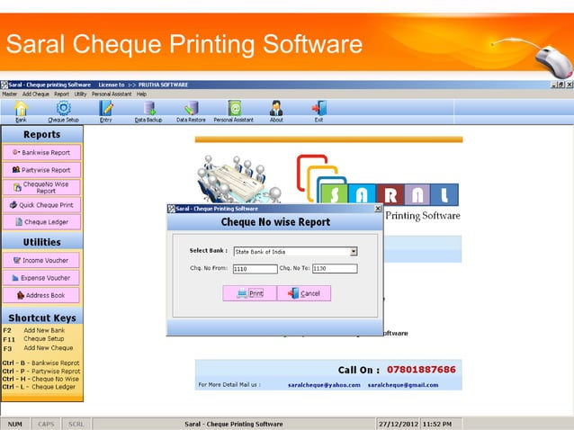 Saral cheque Printing Software | PPT
