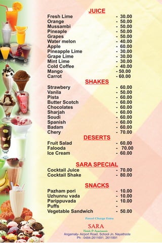 Sara Hotel Kerala:: Blend of Luxury and Comfort | PDF