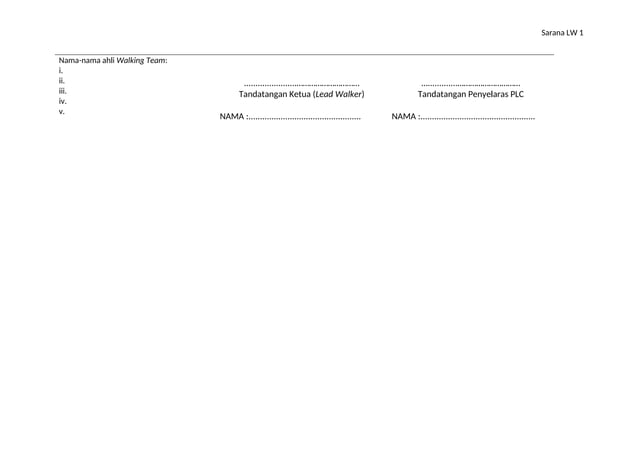Borang Sarana Learning Walk bagi Pemantauan | PPT