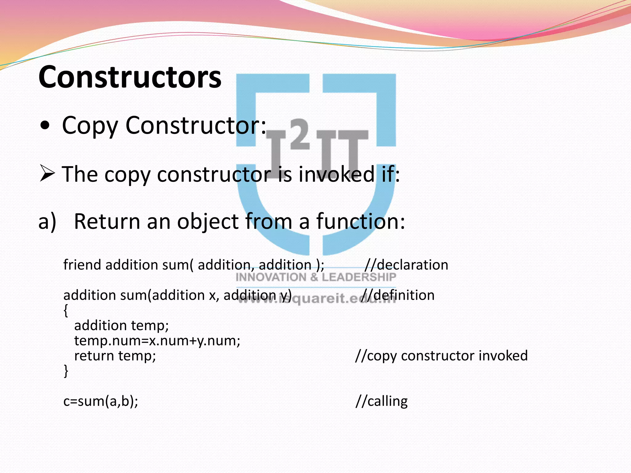 Constructors and Destructor in C++ | PPTX