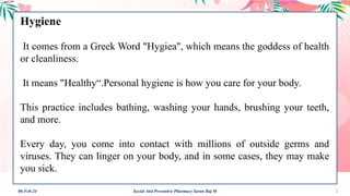 Social And Preventive Pharmacy - Health and Hygiene | PPTX